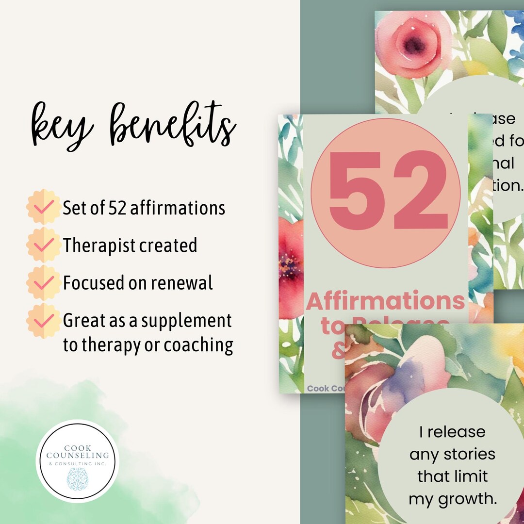 52 Affirmation Cards Set | Release & Renew | Created by Therapist ...