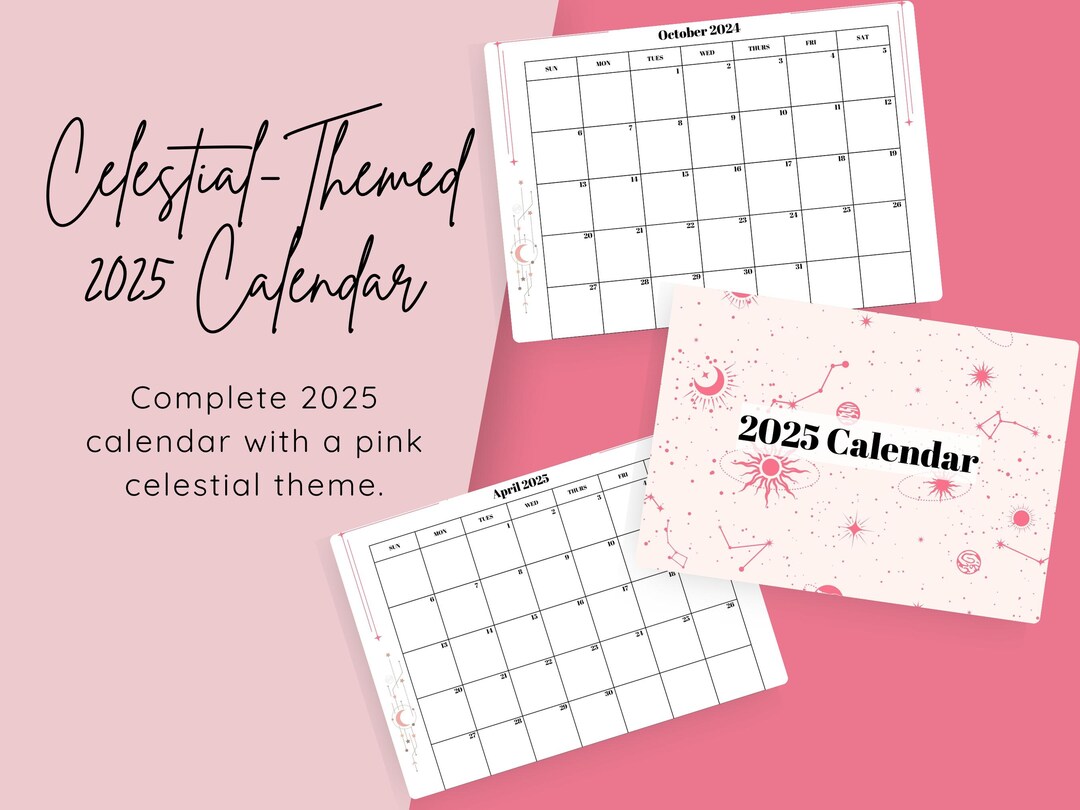 2025 Pink Celestial-themed Printable Monthly Calendars | Set of 12 ...