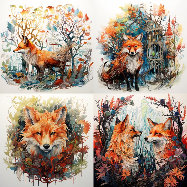 31 Woodland Fox Clipart, Autumn Forest Digital Art, Printable Fox ...