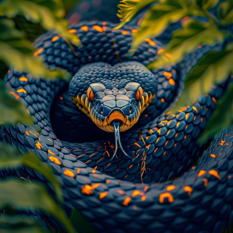 24 Blue Viper Snake Clipart, Venomous Reptile Design, Wildlife Art ...