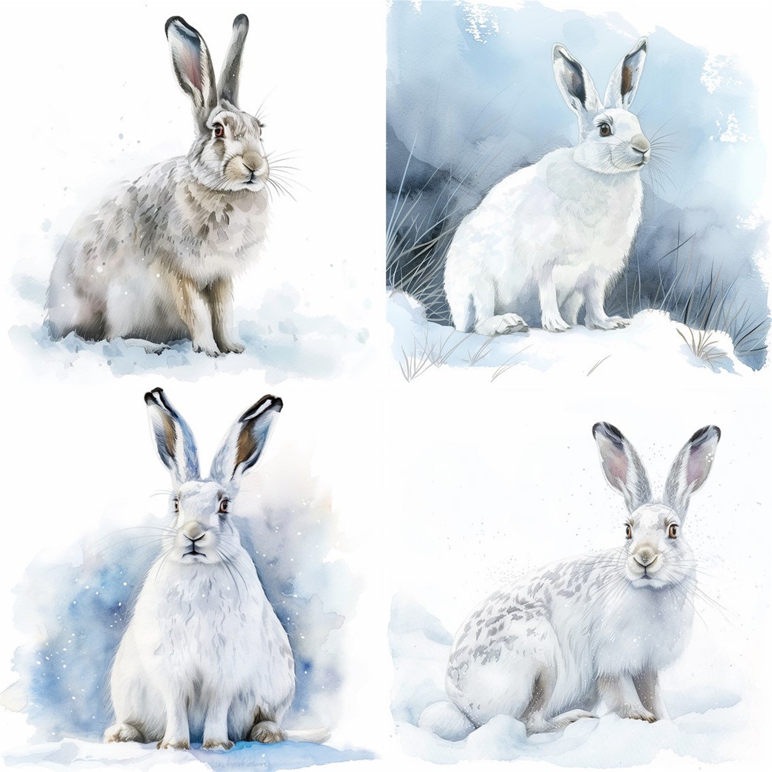 43 Beautiful Snow Bunny Clipart, Card Making, Winter Animal ...