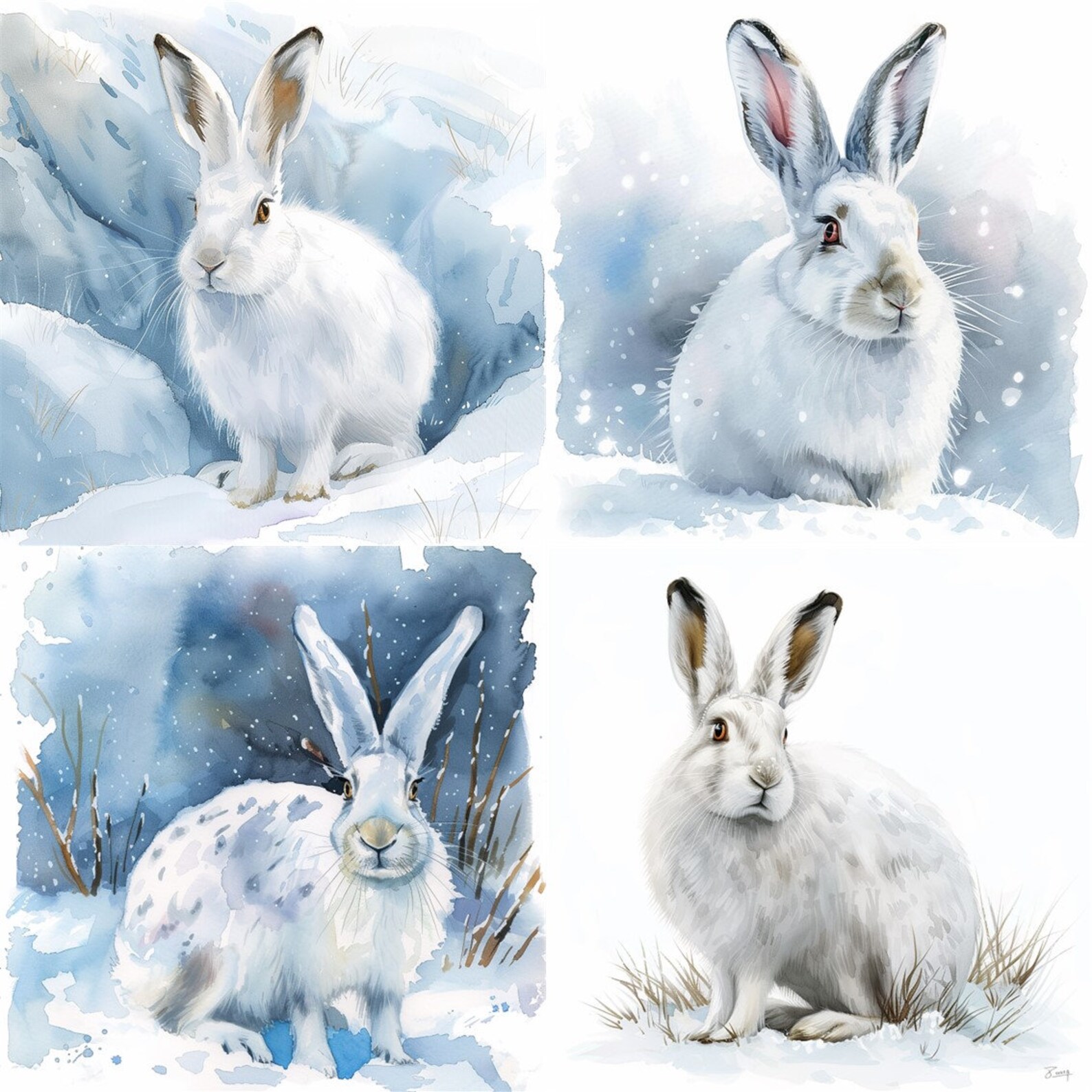 43 Beautiful Snow Bunny Clipart, Card Making, Winter Animal ...