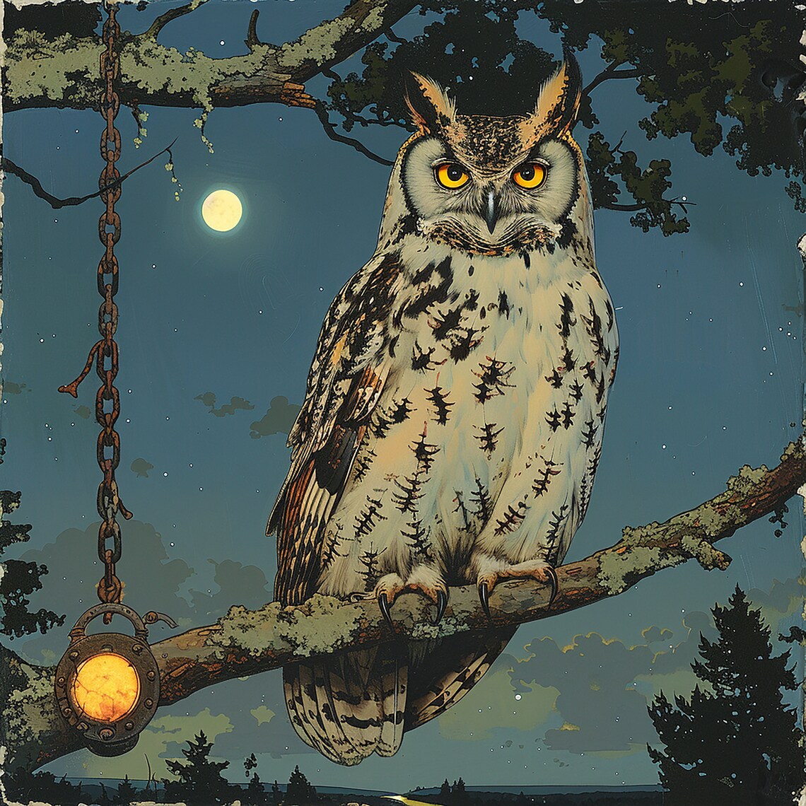 24 Owl Clipart, Moonlight Owl Clipart, Night Owl Illustration, Forest ...