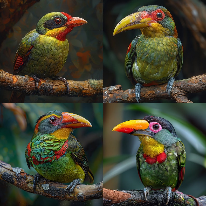 24 Tropical Toucan Clipart Design, Colorful Bird Illustration, Jungle ...