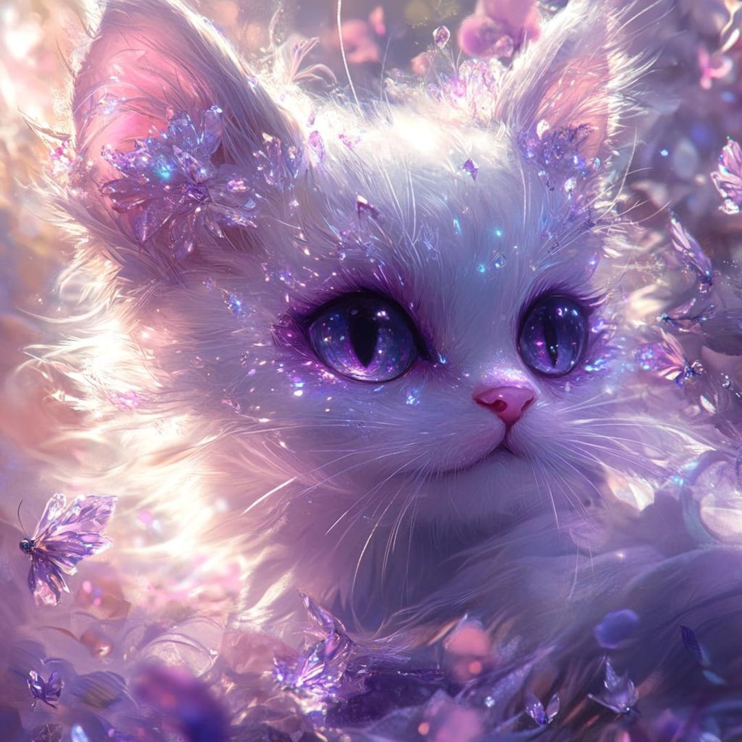 24 Magical Fantasy Cat Clipart, Enchanted Crystal Cat Illustration ...