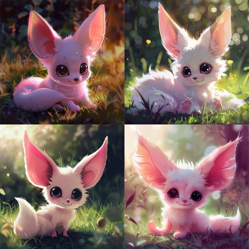 20 Cute Baby Fennec Fox Clipart, Adorable Fox Illustration, Card Making ...