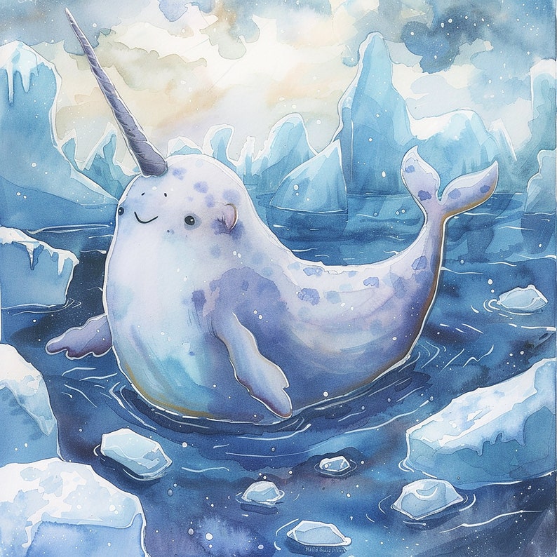 24, Cute Narwhal Clipart, Arctic Animal Digital Art, Magical Sea ...
