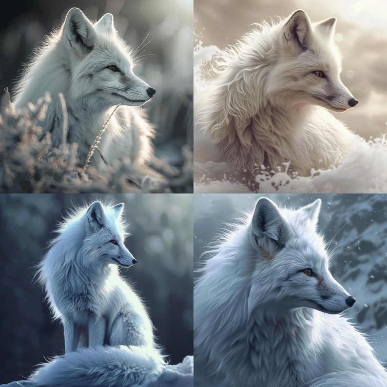 32 Arctic Fox Clipart, White Fox Illustration, Winter Animal Art ...