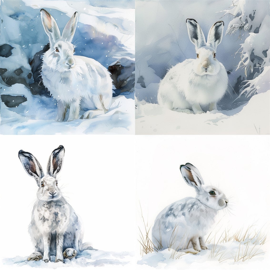 43 Beautiful Snow Bunny Clipart, Card Making, Winter Animal ...