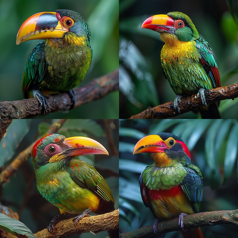 24 Tropical Toucan Clipart Design, Colorful Bird Illustration, Jungle ...