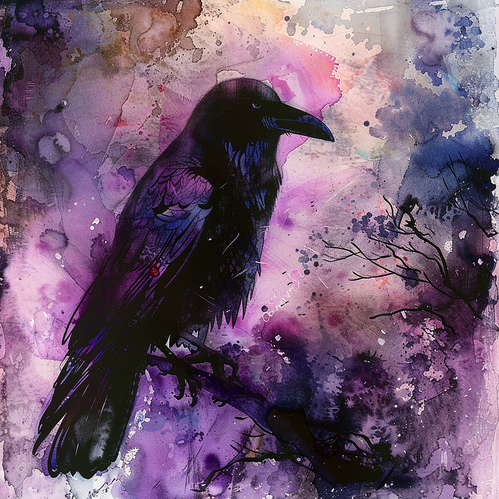 24 Raven Watercolor Art Clipart, Artistic Crow Digital Download ...