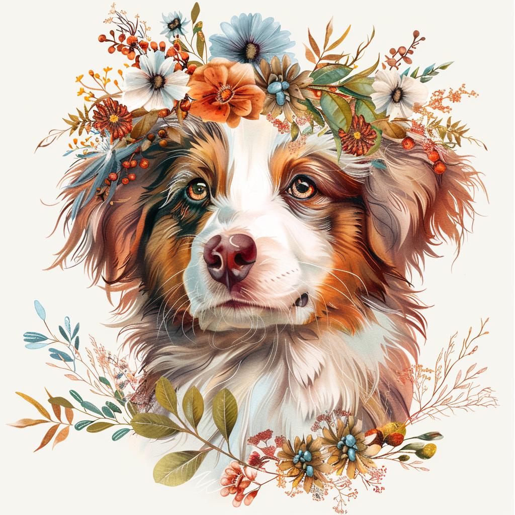 24 Floral Silhouette Dog Clipart, Dog Lover Art, Wildlife Art, Digital ...