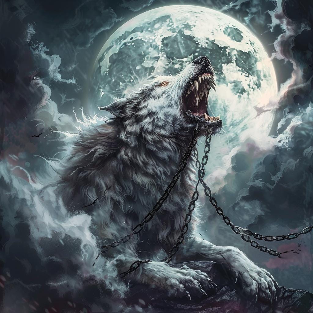 24 Ferocious Wolf Howling at Full Moon Clipart, Dark Fantasy Animal Art ...