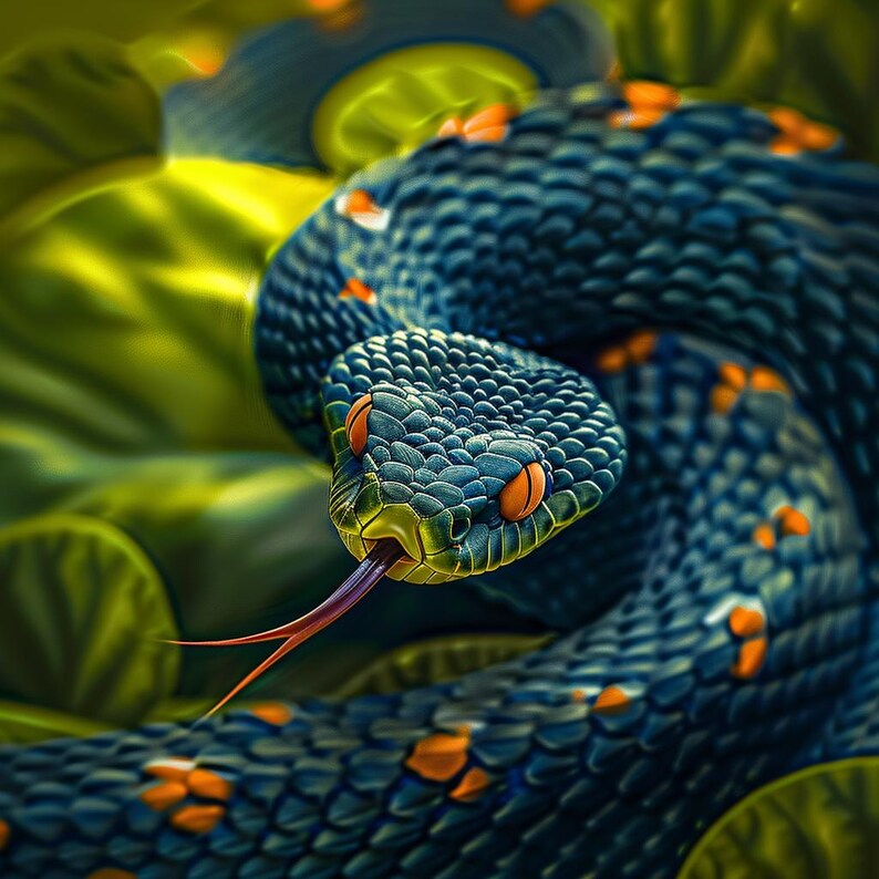 24 Blue Viper Snake Clipart, Venomous Reptile Design, Wildlife Art ...