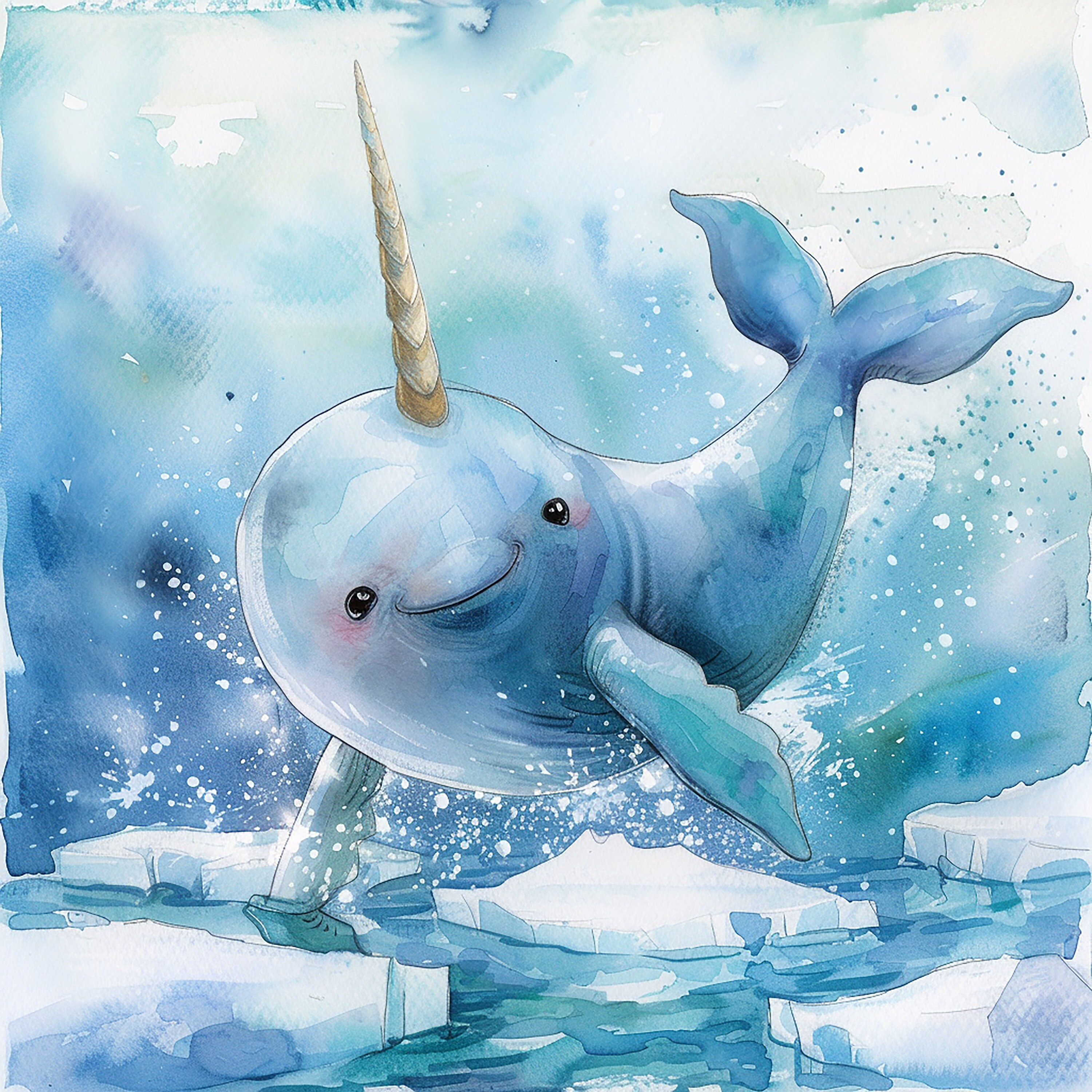 24, Cute Narwhal Clipart, Arctic Animal Digital Art, Magical Sea ...