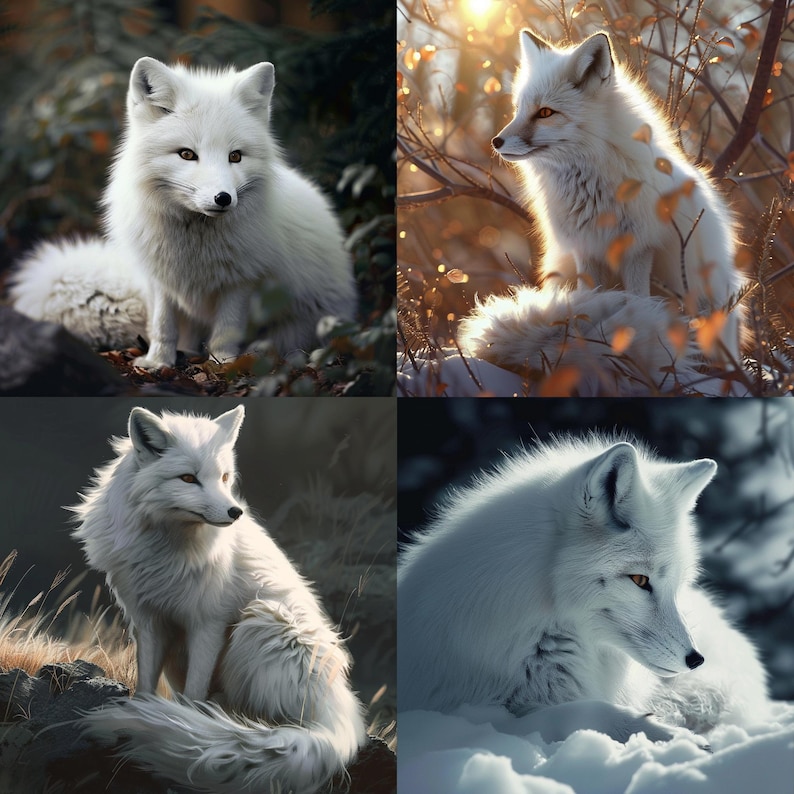32 Arctic Fox Clipart, White Fox Illustration, Winter Animal Art ...