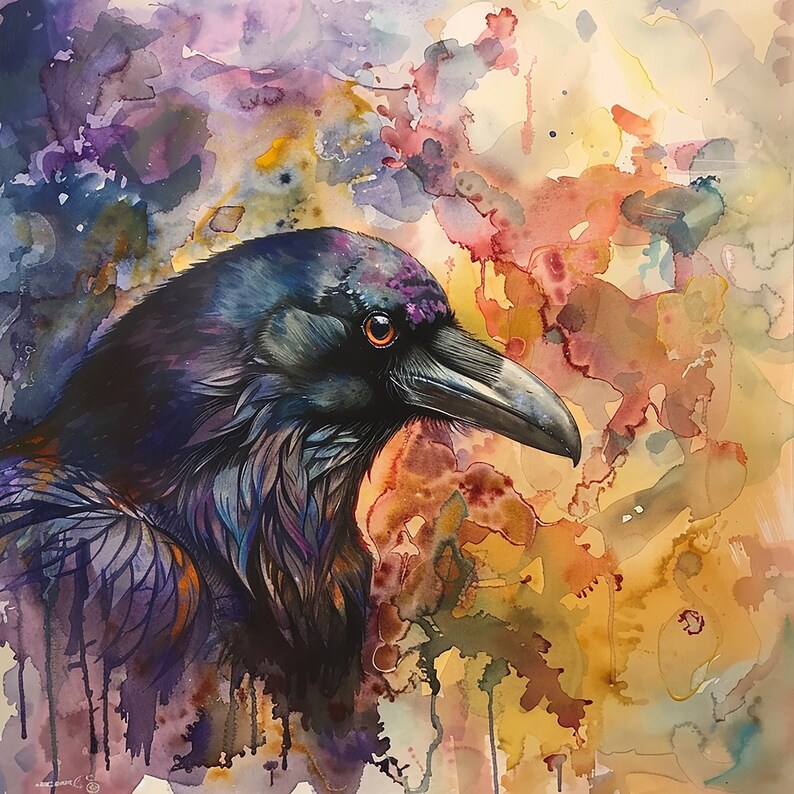 24 Raven Watercolor Art Clipart, Artistic Crow Digital Download ...