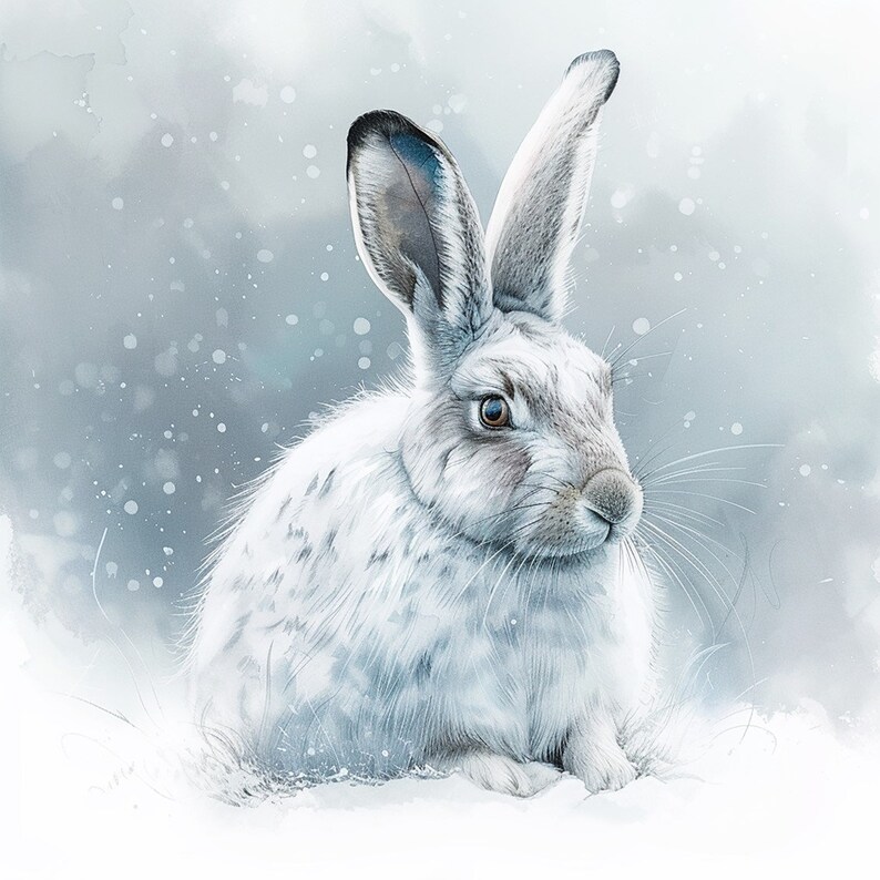 43 Beautiful Snow Bunny Clipart, Card Making, Winter Animal ...