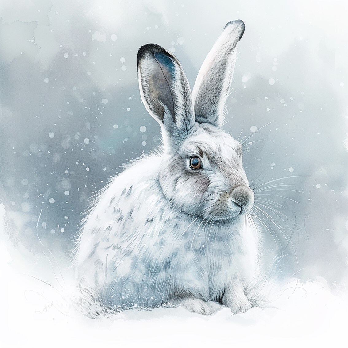 43 Beautiful Snow Bunny Clipart, Card Making, Winter Animal ...