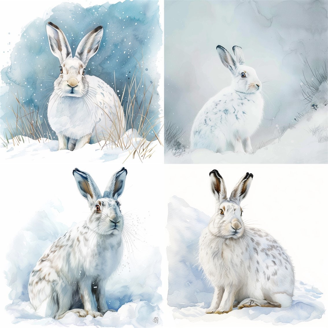 43 Beautiful Snow Bunny Clipart, Card Making, Winter Animal ...
