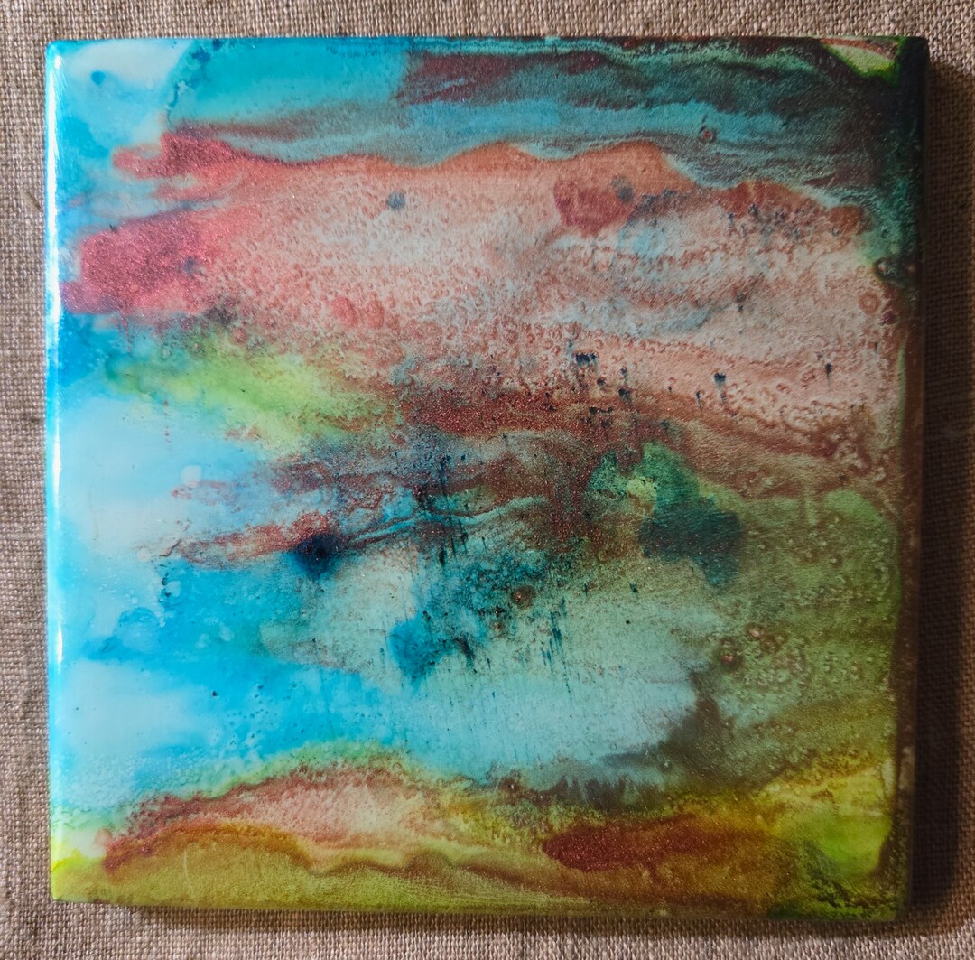 Unique Alcohol Ink Ceramic Tile 4x4 - Etsy