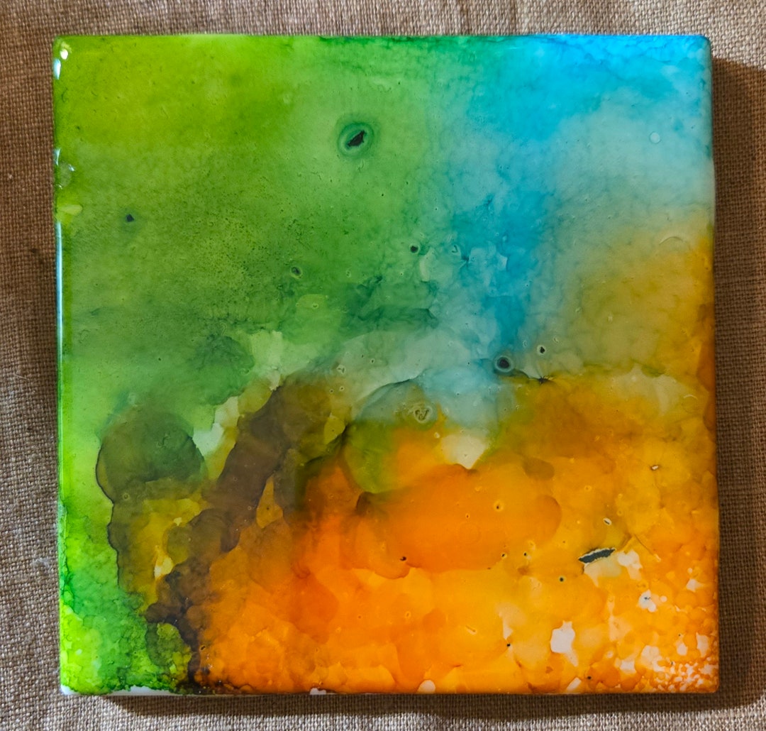 Unique Alcohol Ink Ceramic Tile 4x4 - Etsy