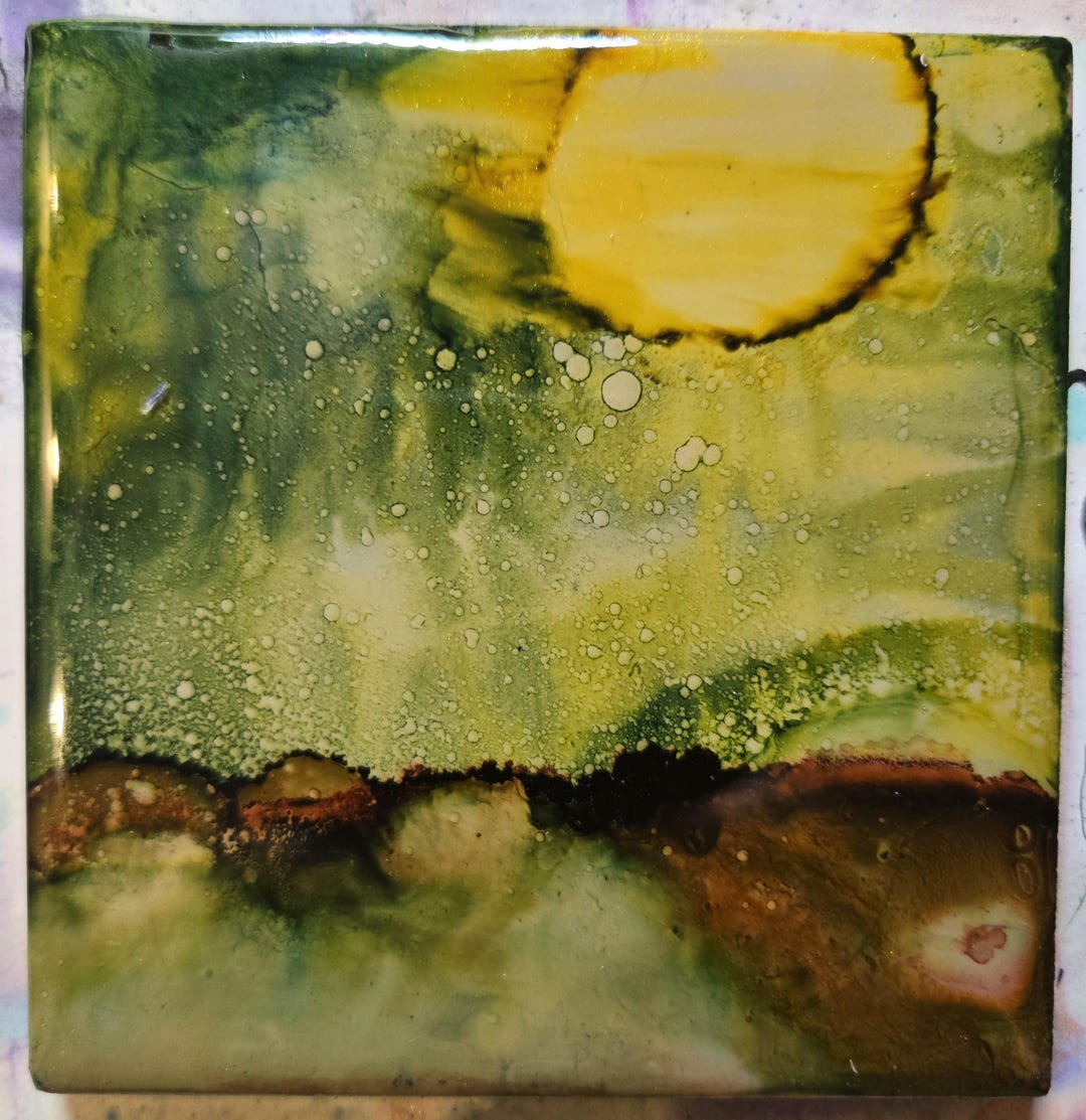 Unique Alcohol Ink Ceramic Tile (4x4) - Etsy