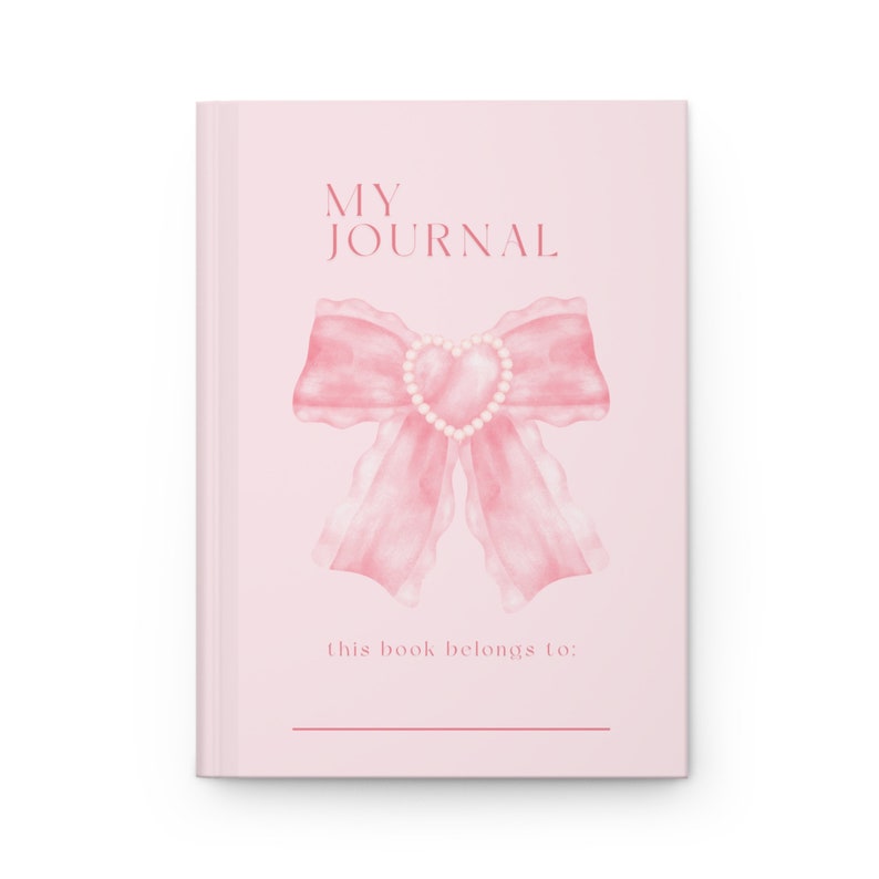 Coquette Pastel Pink Hardcover Journal With Bow Cute Aesthetic Notebook ...