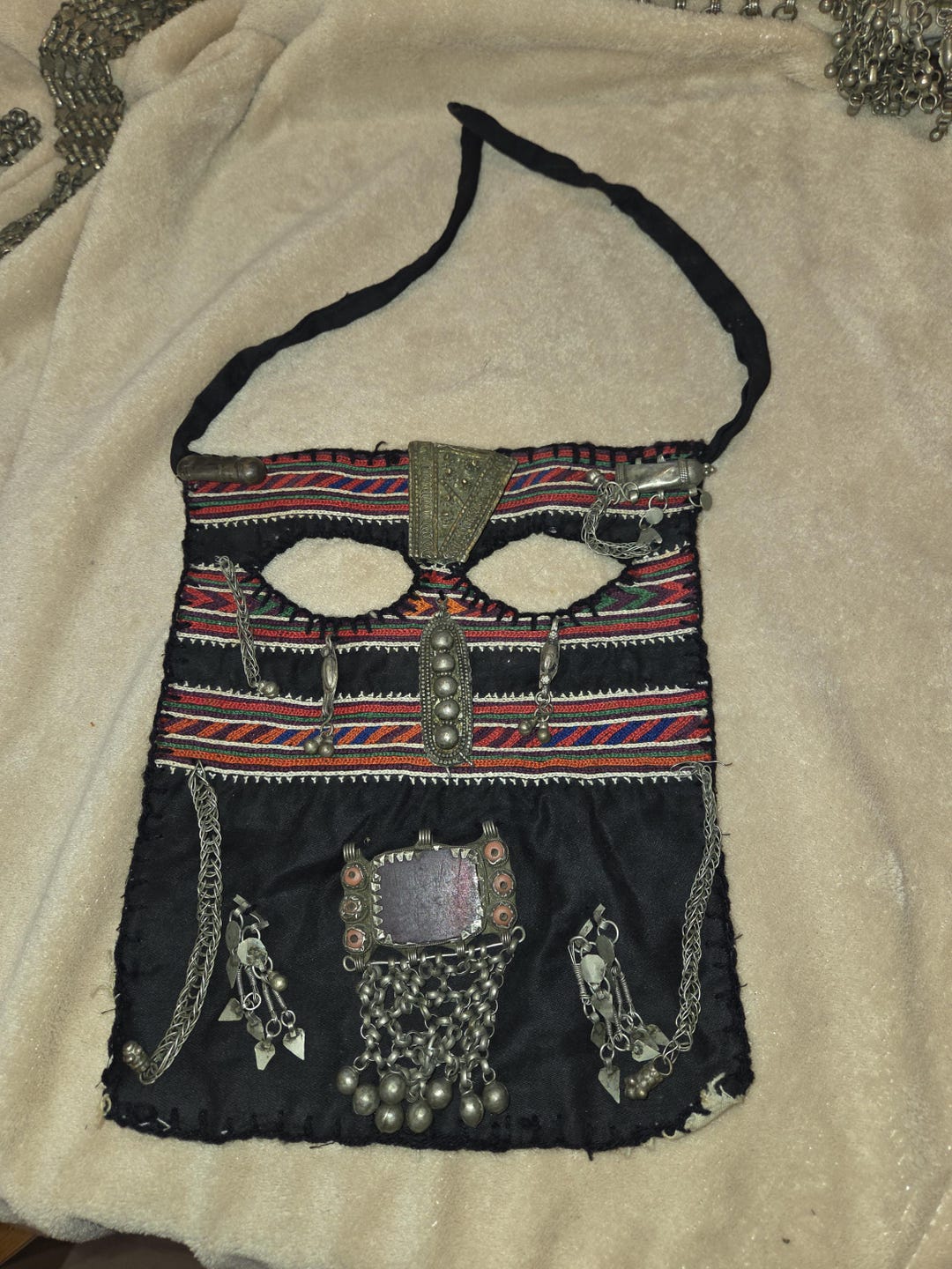 Antique Middle Eastern Bedouin Battoulah Cloth Face Mask With Silver ...