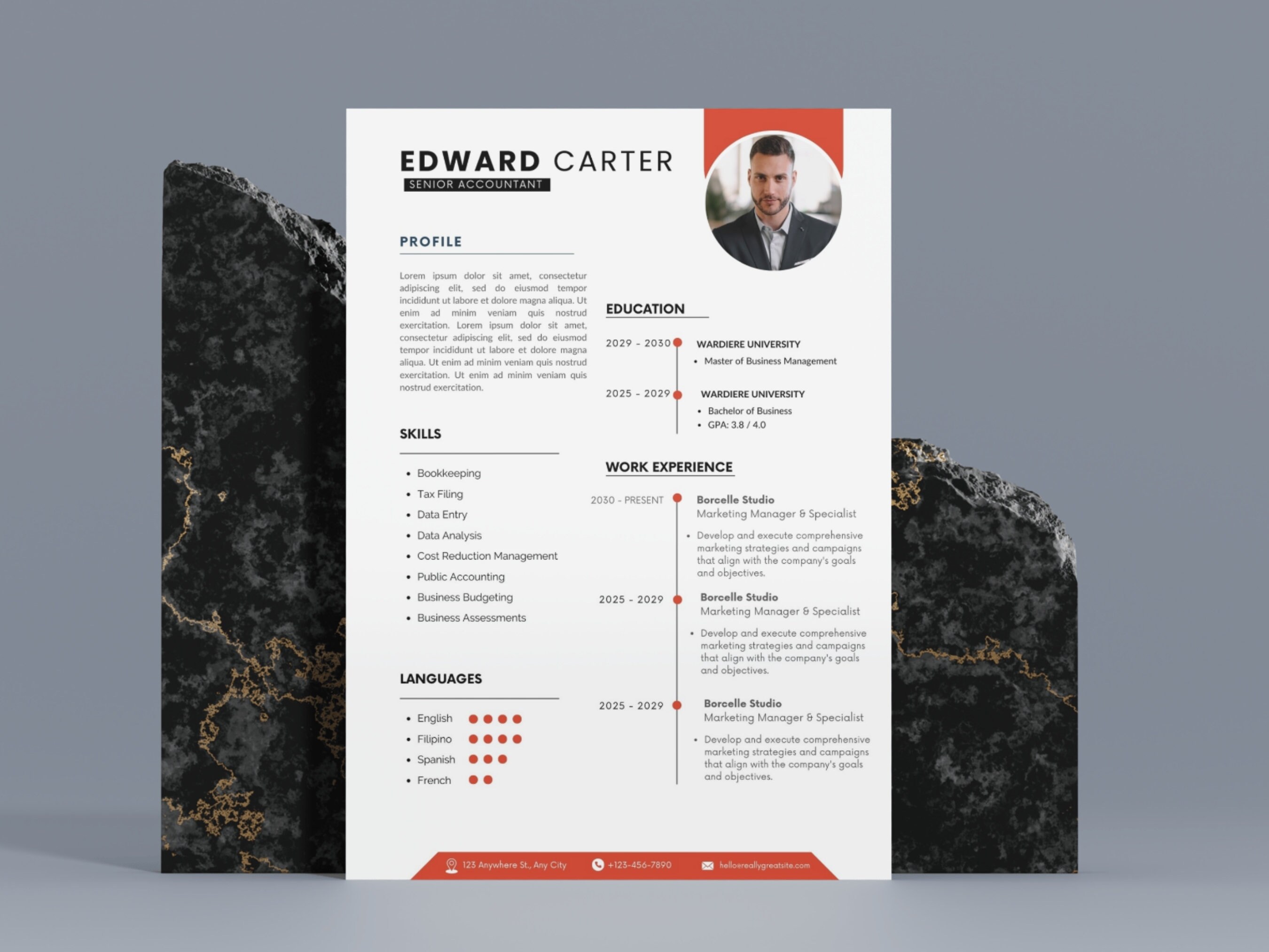 A Sleek Modern Resume CV Template Resume CV Template Set With Photo for ...