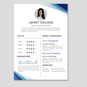 Professional Modern Resume Template With Photo Blue Color CV Template ...