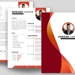 A Sleek Modern Resume CV Template Resume CV Template Set With Photo for ...