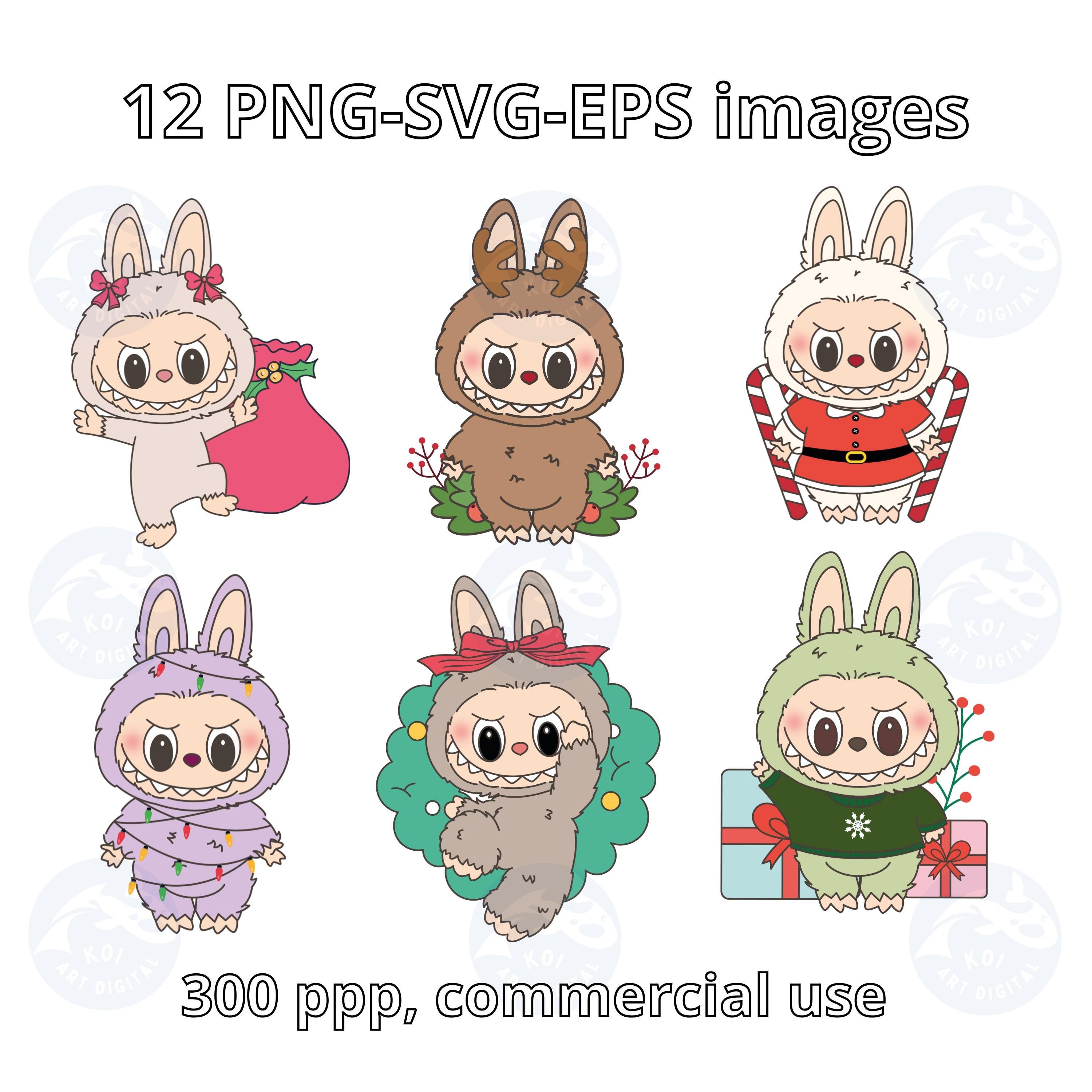 Paquete 12 labubu Navideños SVG PNG y EPS, Diseño original Labubu ...