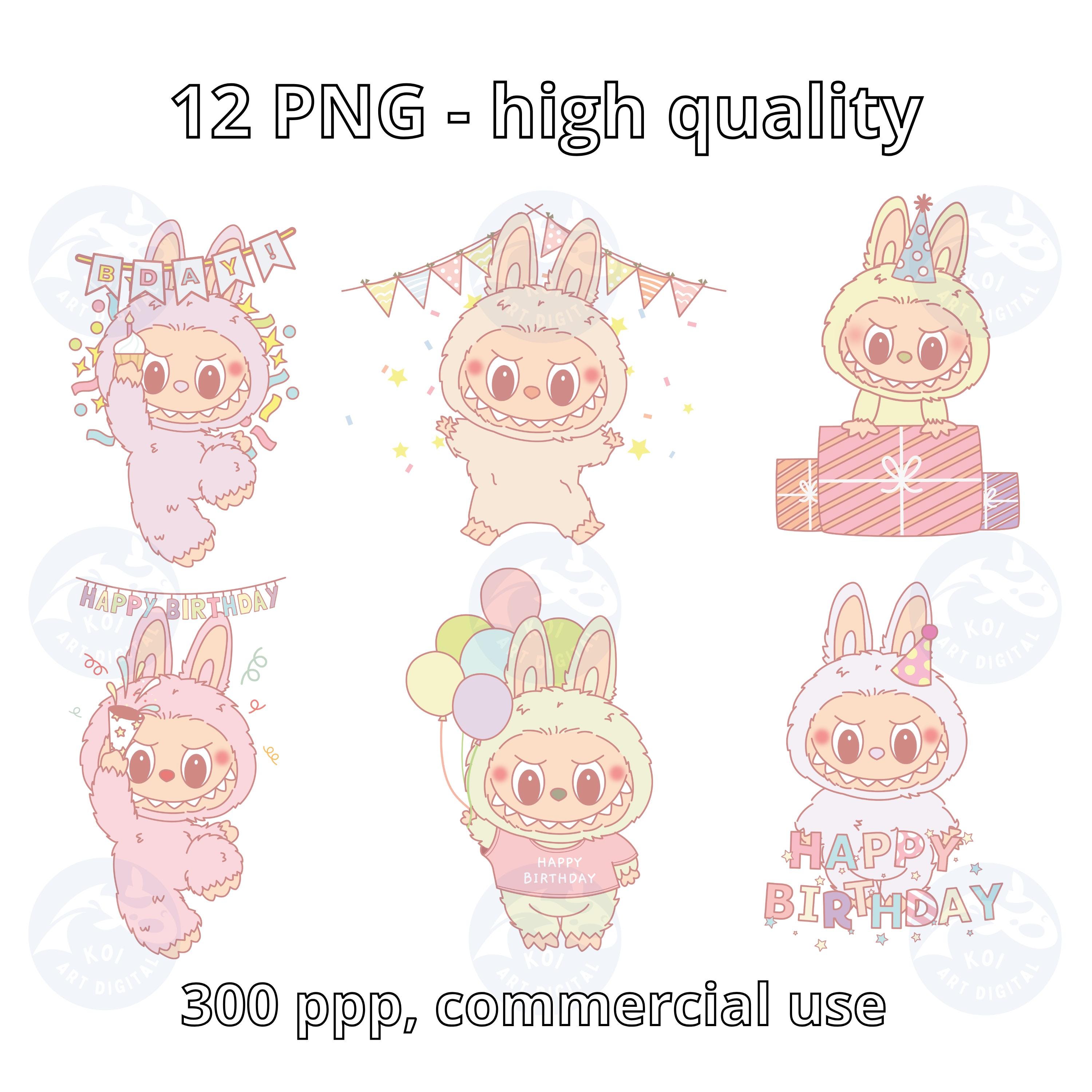 Paquete 12 Labubu colección felíz cumpleaños descarga digital, Diseño ...