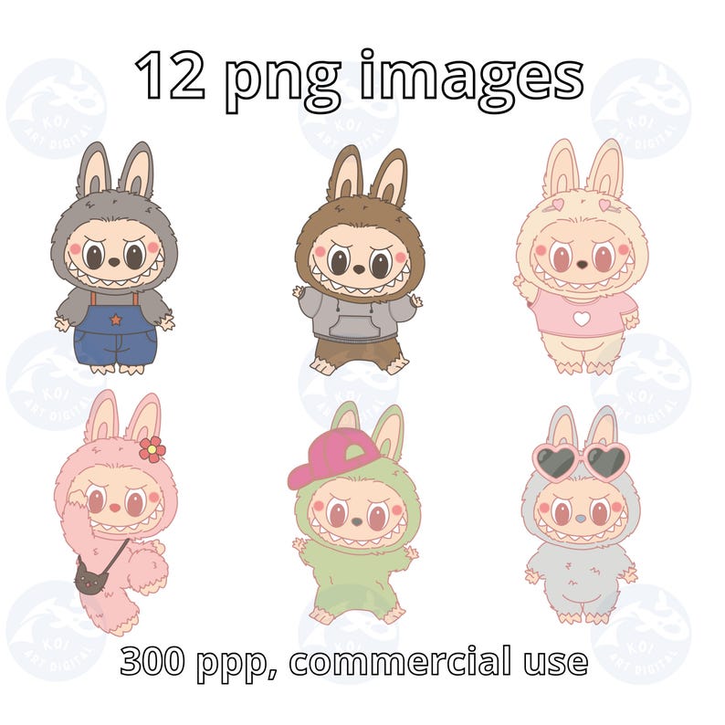 Paquete 12 lindos labubu para descarga digital, Diseño original Labubu ...