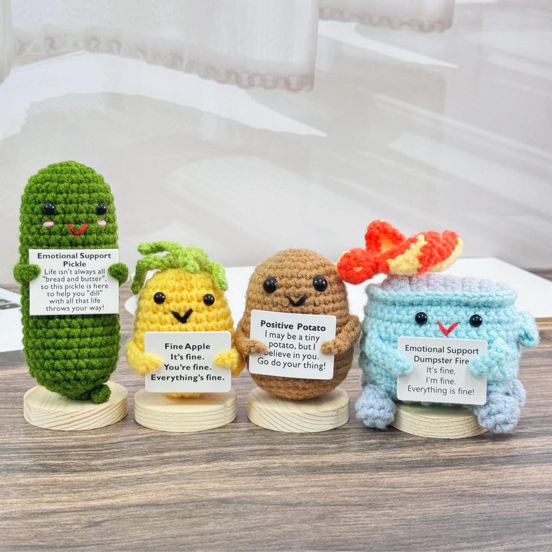 Cute Crochet Dumpster Fire,positive Potato,emotional Support Pickle ...