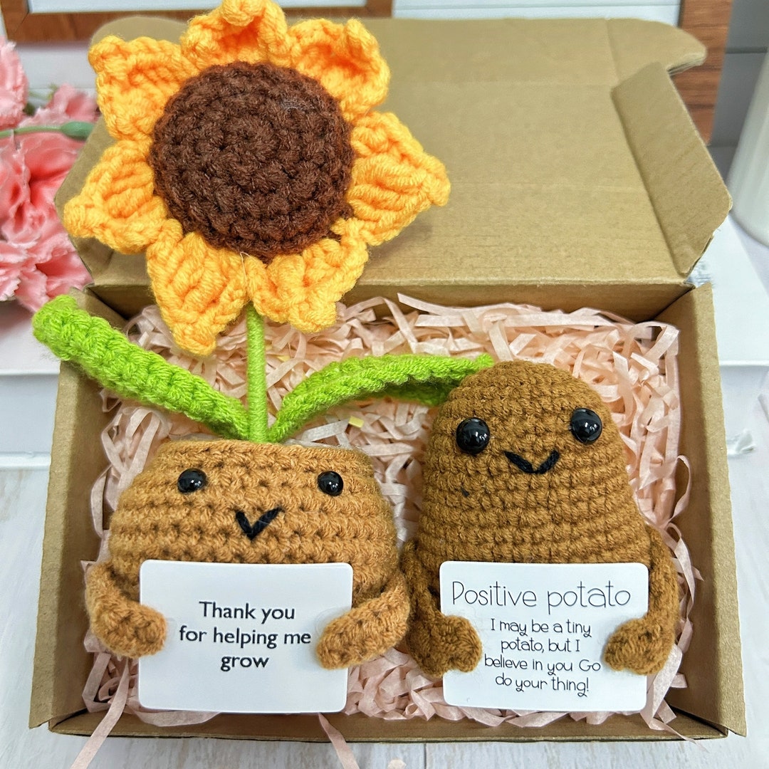 2PCS Handmade Crochet Positive Potato With Sunflower-emotional Support ...