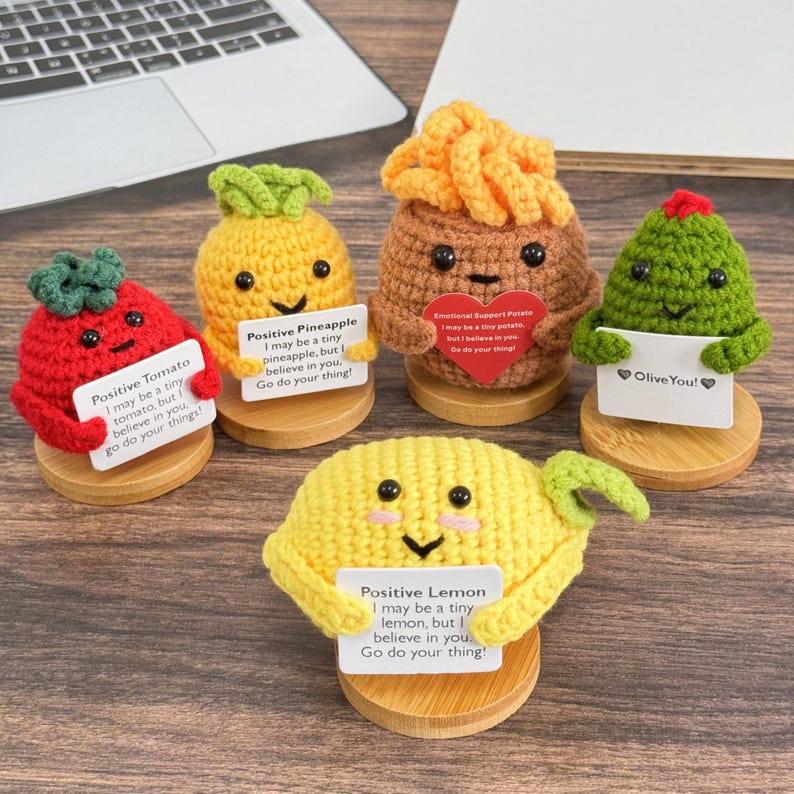 Cute Crochet Positive Vegetables Set,crochet Potato/pineapple/olive ...