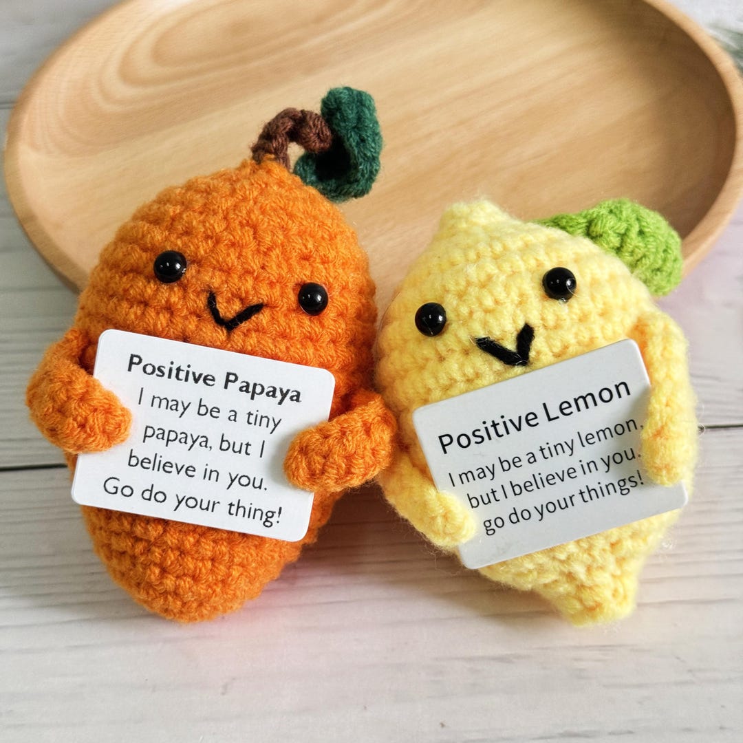 Adorable Crochet Papaya and Lemon,crochet Stuffed Fruits With Positive ...
