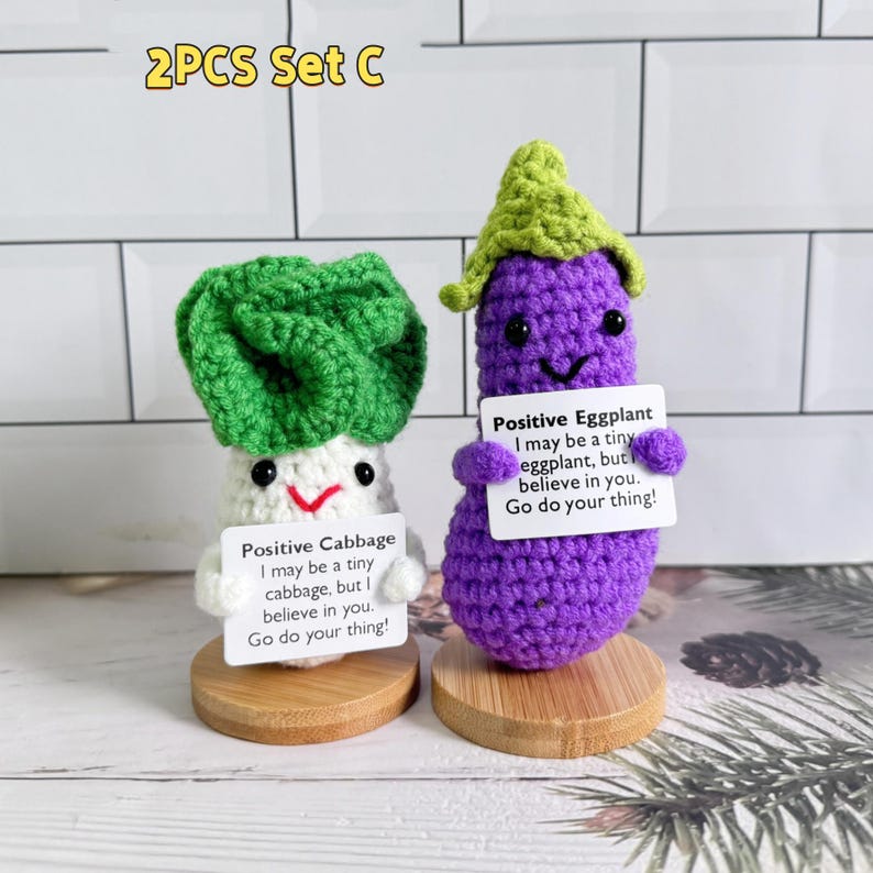 Cute Crochet Positive Vegetables-crochet Pickle/eggplant/cabbage ...
