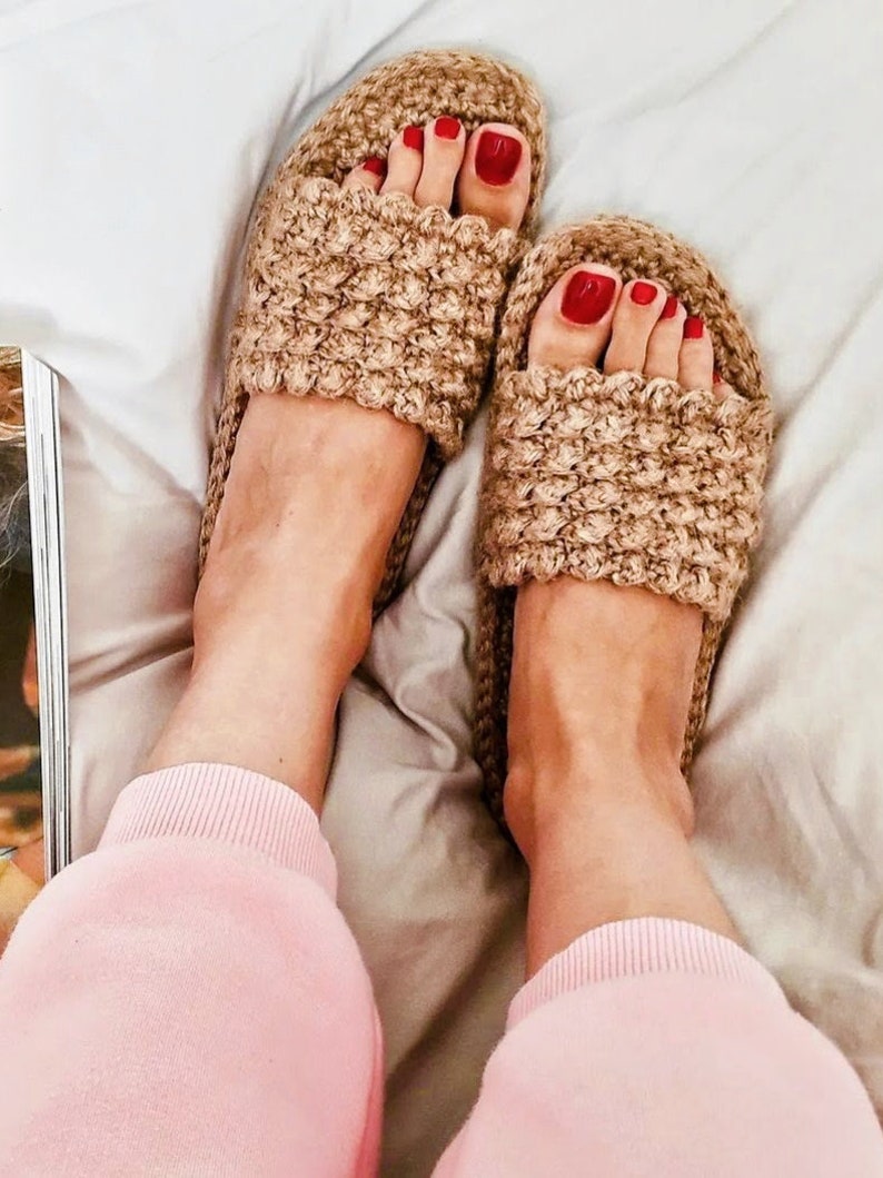 Natural Hemp Slippers Women With Non-slip Soles Handmade Slides Size 9. ...