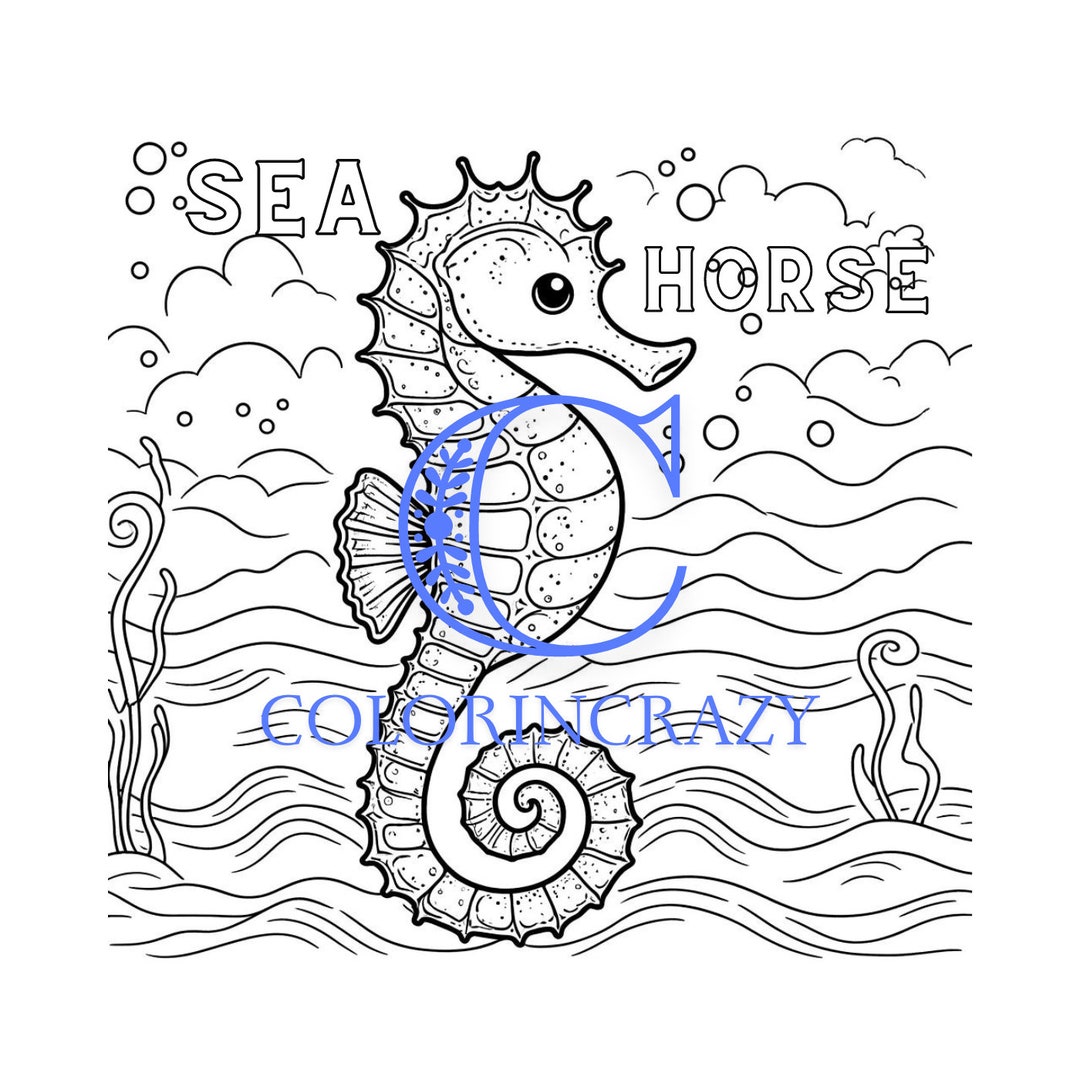 Majestic Seahorse: an Underwater Coloring Adventure - Etsy