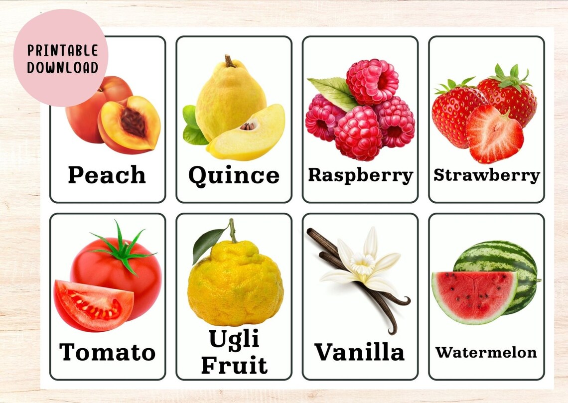 Printable Fruit Theme Alphabet Flashcards-mini OCABULARY PRESCHOOL L ...