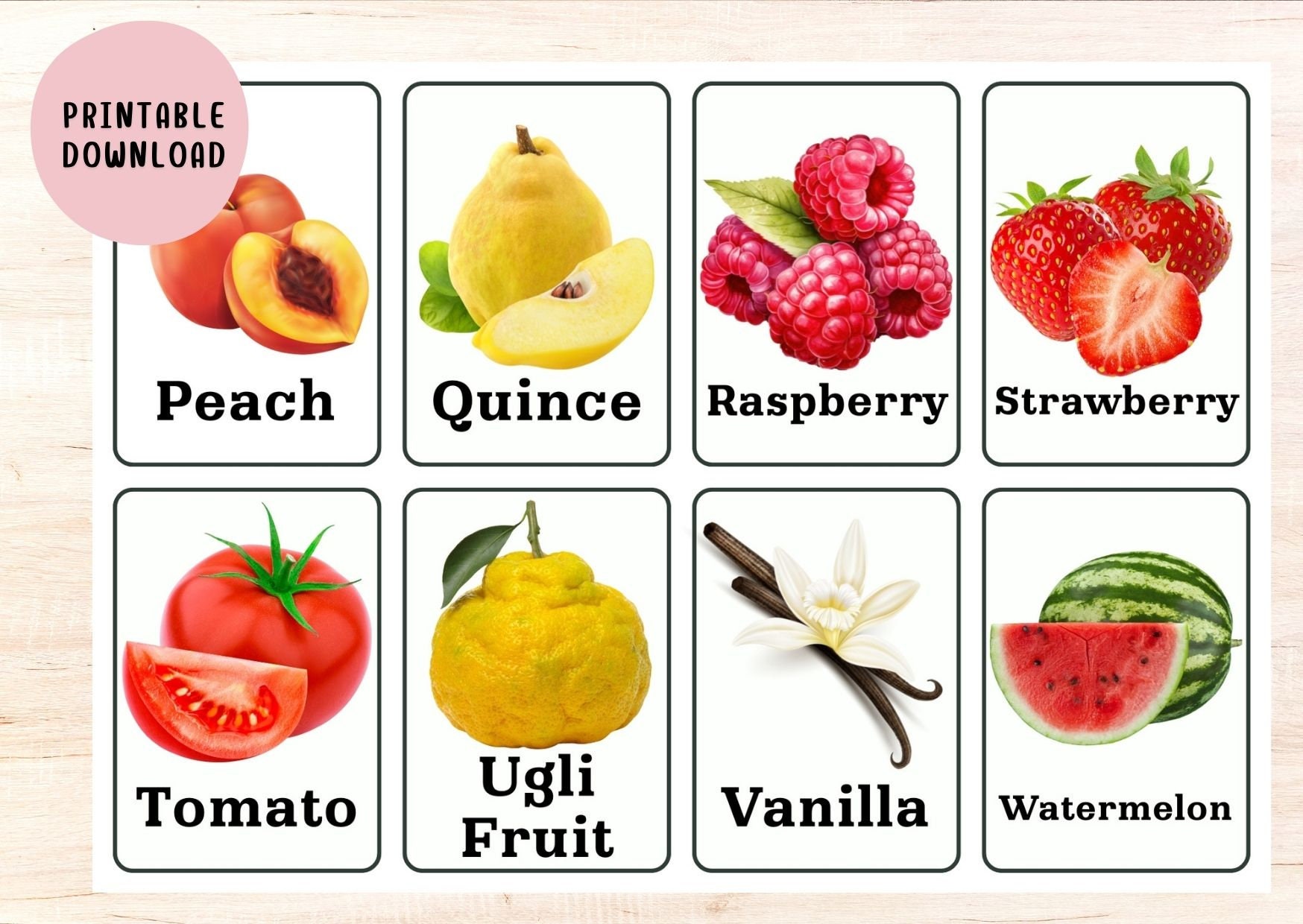 Printable Fruit Theme Alphabet Flashcards-mini OCABULARY PRESCHOOL L ...