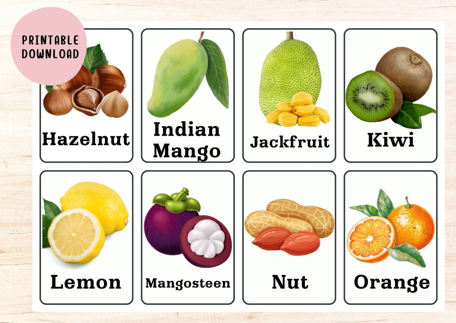 Printable Fruit Theme Alphabet Flashcards-mini OCABULARY PRESCHOOL L ...