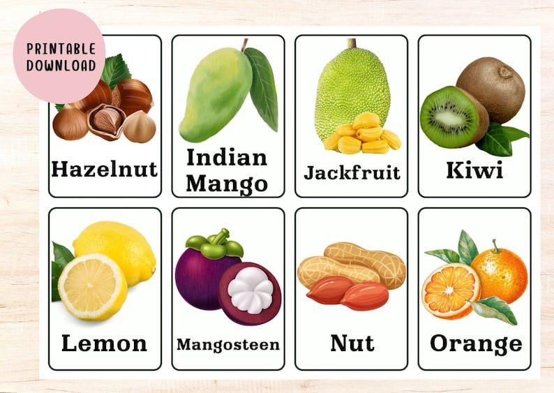 Printable Fruit Theme Alphabet Flashcards-mini OCABULARY PRESCHOOL L ...