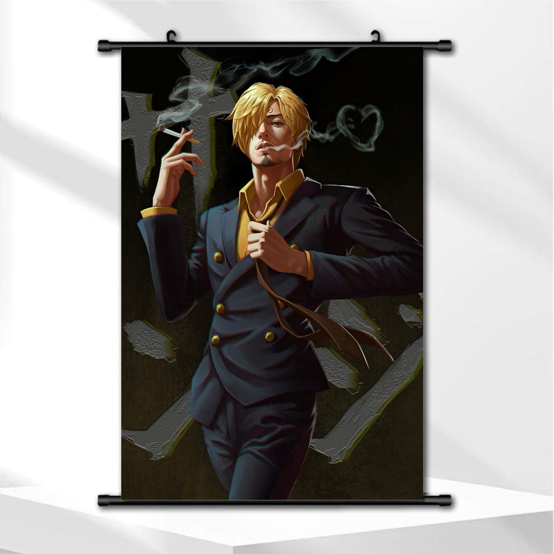 Anime Scroll Painting One Piece Sanji Wall Art Hanging Poster Home ...