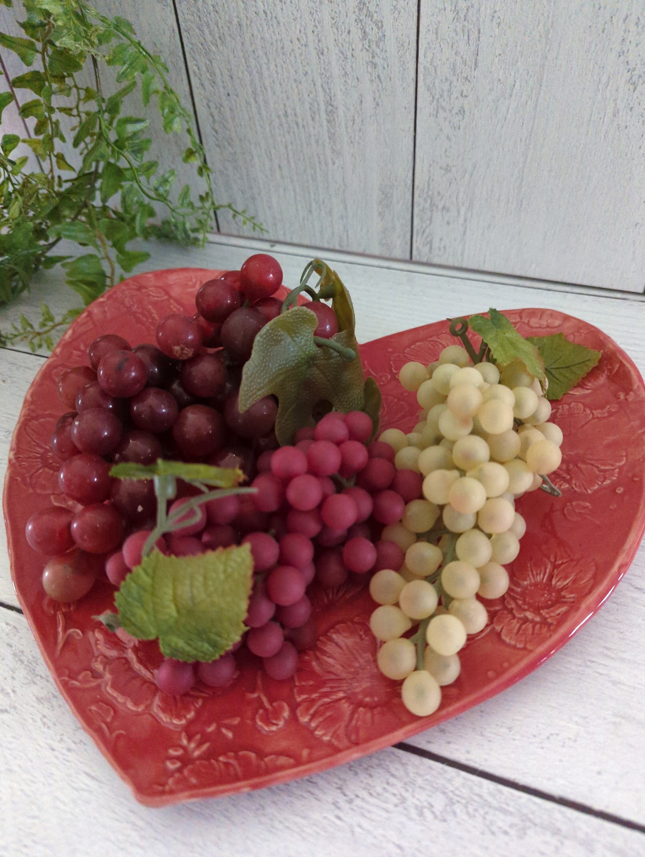 Romantic Red Ceramic Heart Shaped Platter Floral Design for Valentines ...
