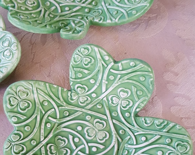 Ceramic Shamrock Dishes, Tea Bag Plates, Ring Dish, Votive Holder - Etsy
