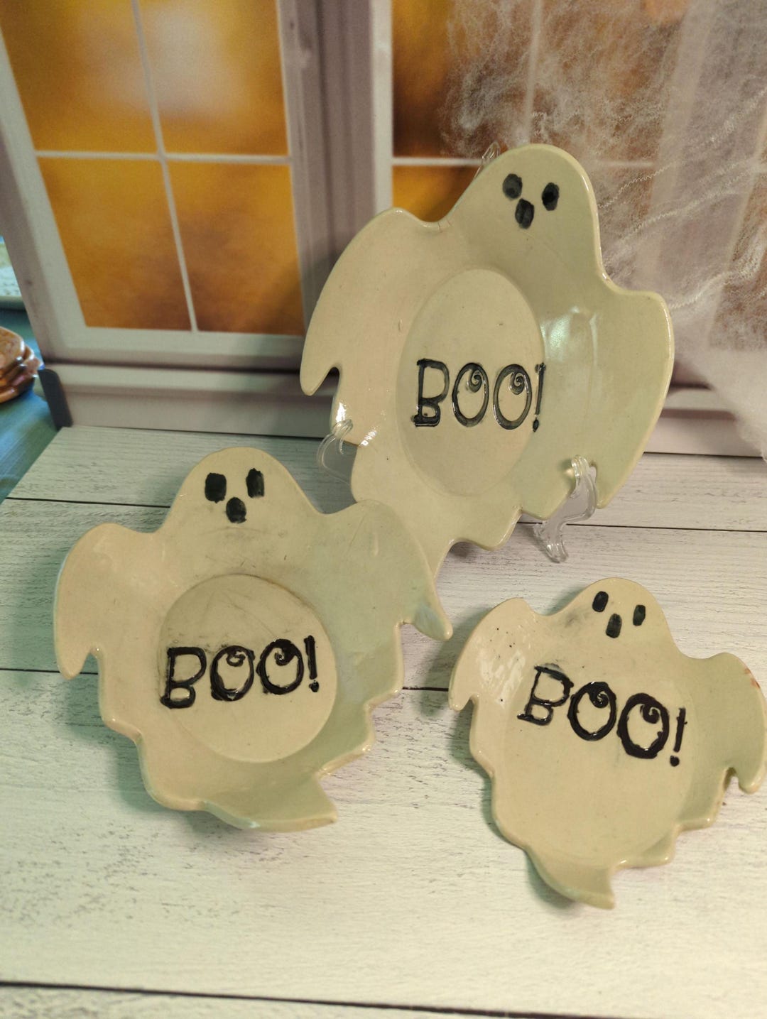 Handmade Ceramic Ghost Dish: Halloween Decor - 'boo' Plate - Etsy